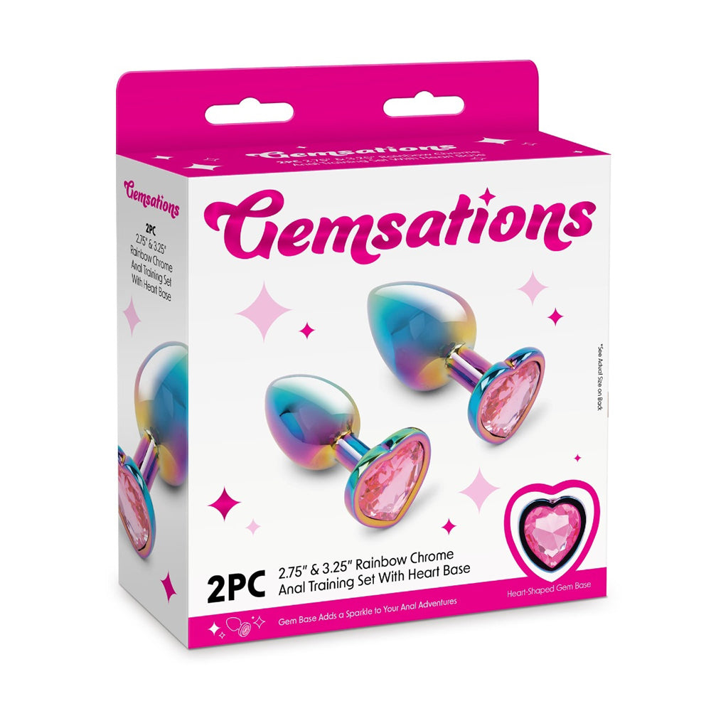 Gemsations 2pc Rainbow Chrome Anal Training Set With Heart Base Shop