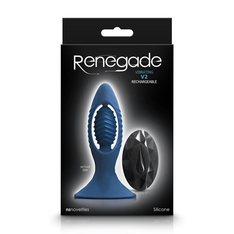 Renegade V2 Rechargeable Anal Plug With Remote Blue