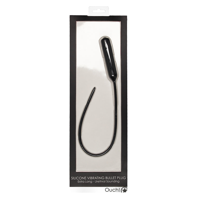 Silicone Vibrating Bullet Plug Extra Long Urethral Sounding Black