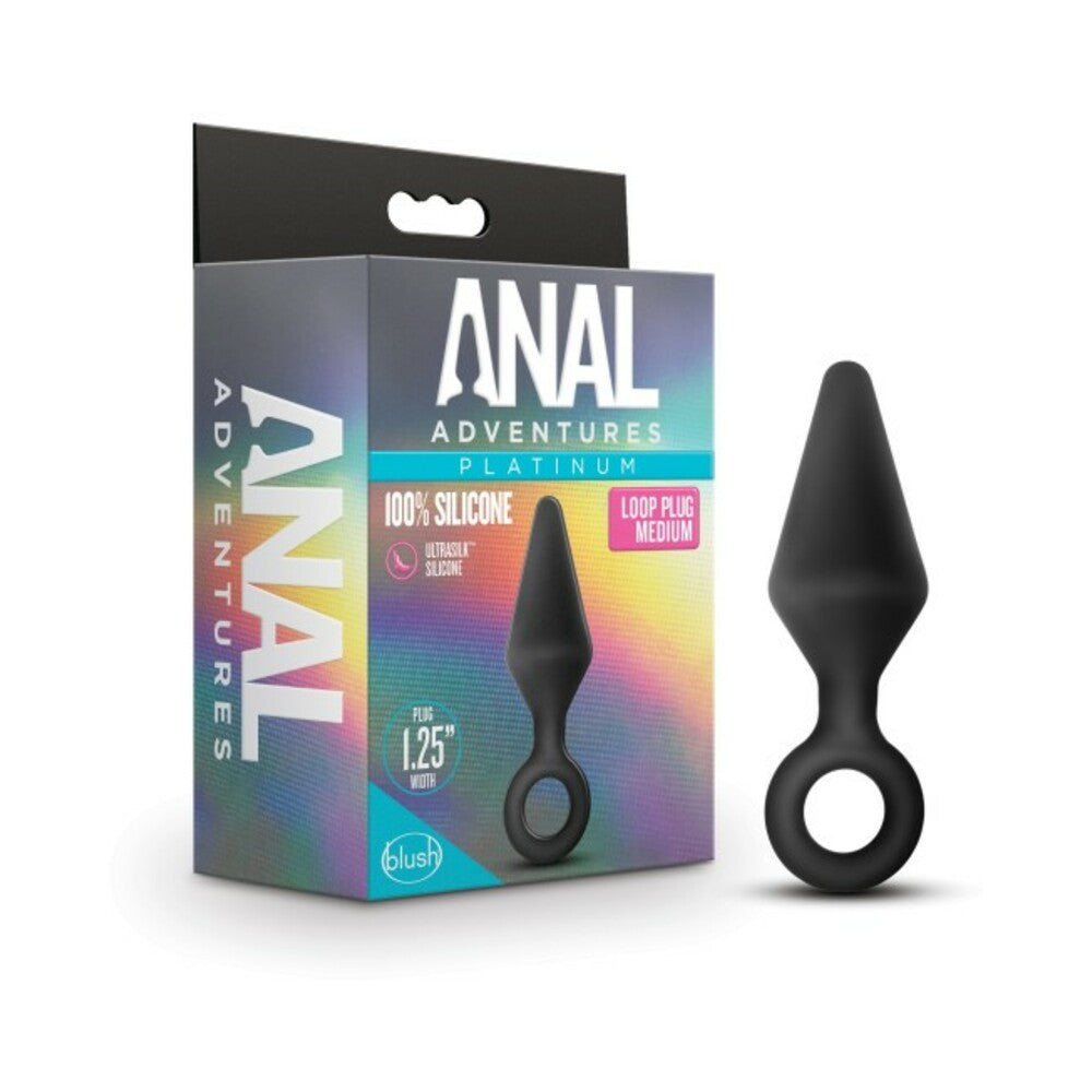 Anal Adventures Platinum Silicone Loop Plug Medium Black Shop
