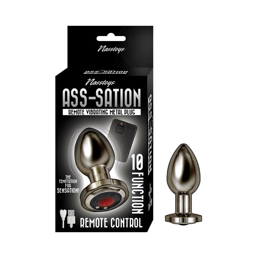 Ass Sation Remote Vibrating Metal Plug Black