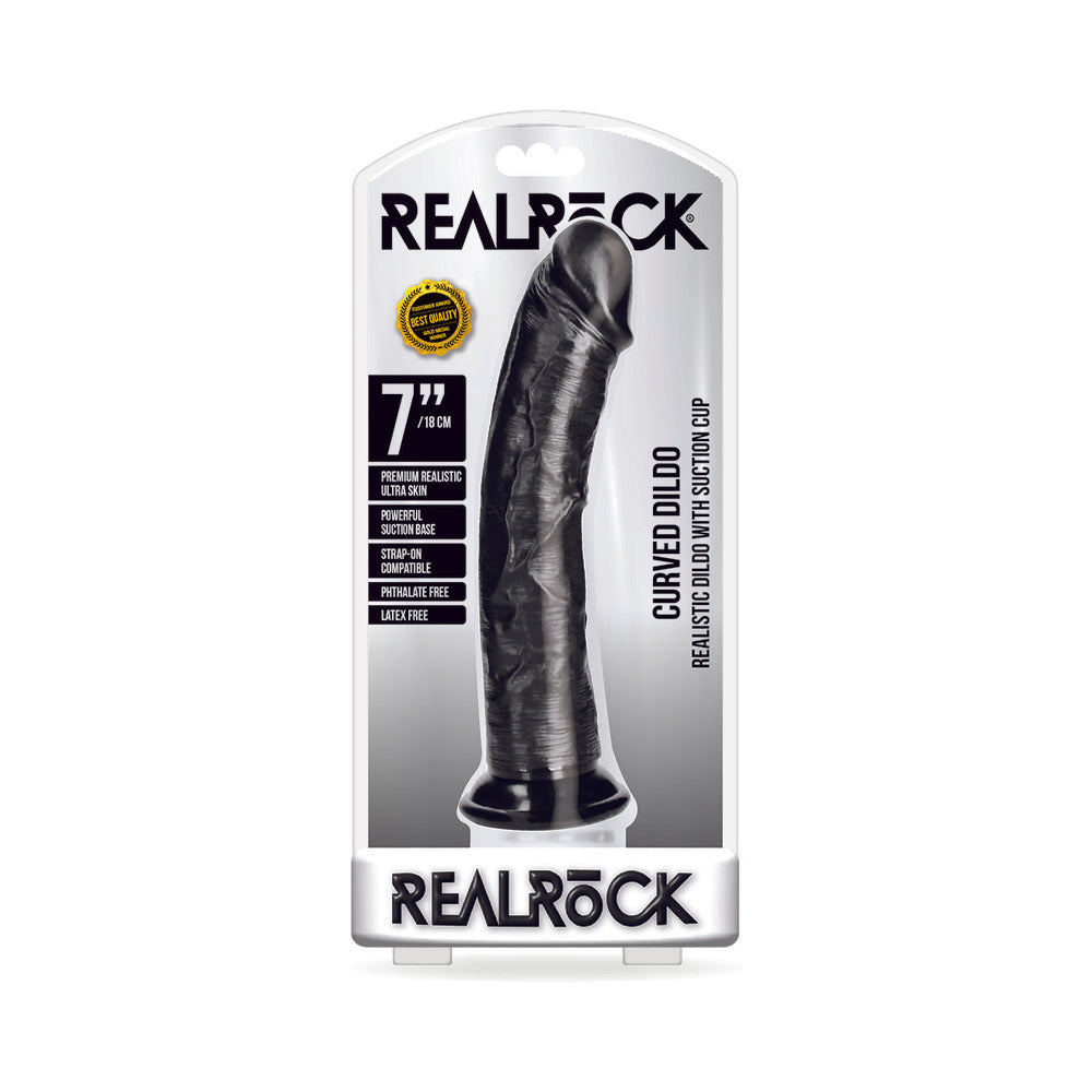 Realrock Curved Realistic Dildo With Suction Cup 7 In Chocolate Shop