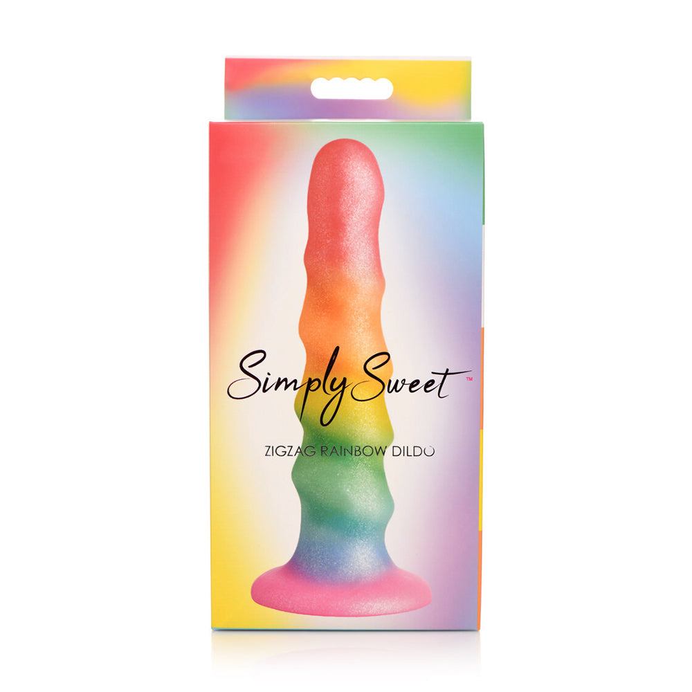 Simply Sweet Zigzag 65 In Silicone Dildo Rainbow