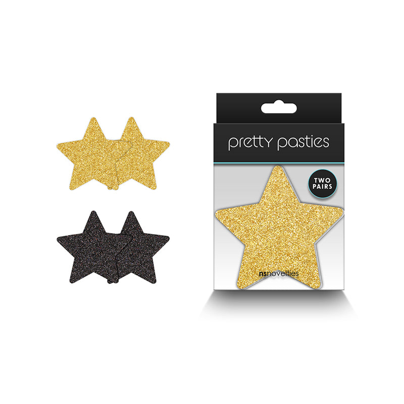 Pretty Pasties Glitter Stars Blackgold 2 Pair