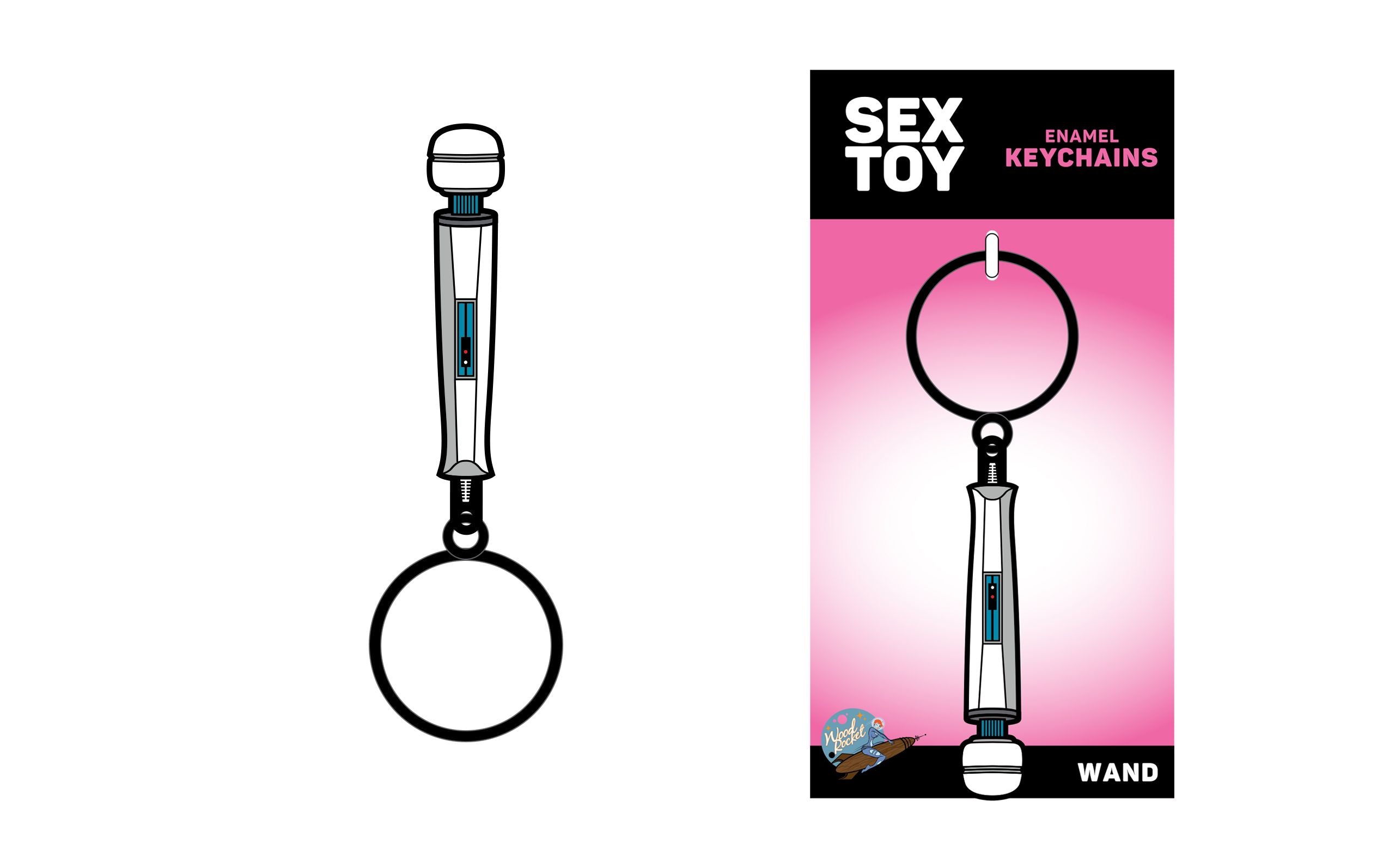 Wood Rocket Sex Toy Wand Keychain White