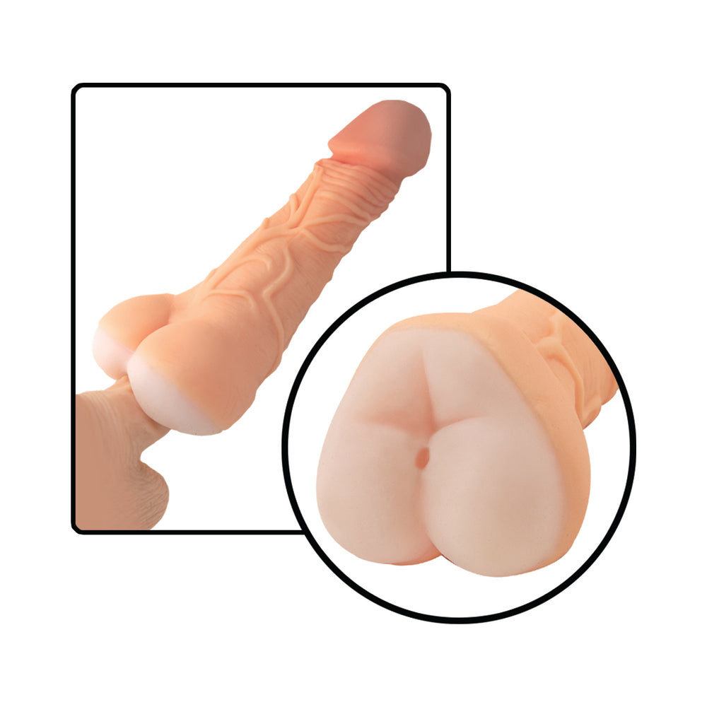 Realcocks Self Lubricating 9 In 3 In 1 Masturbator Beige