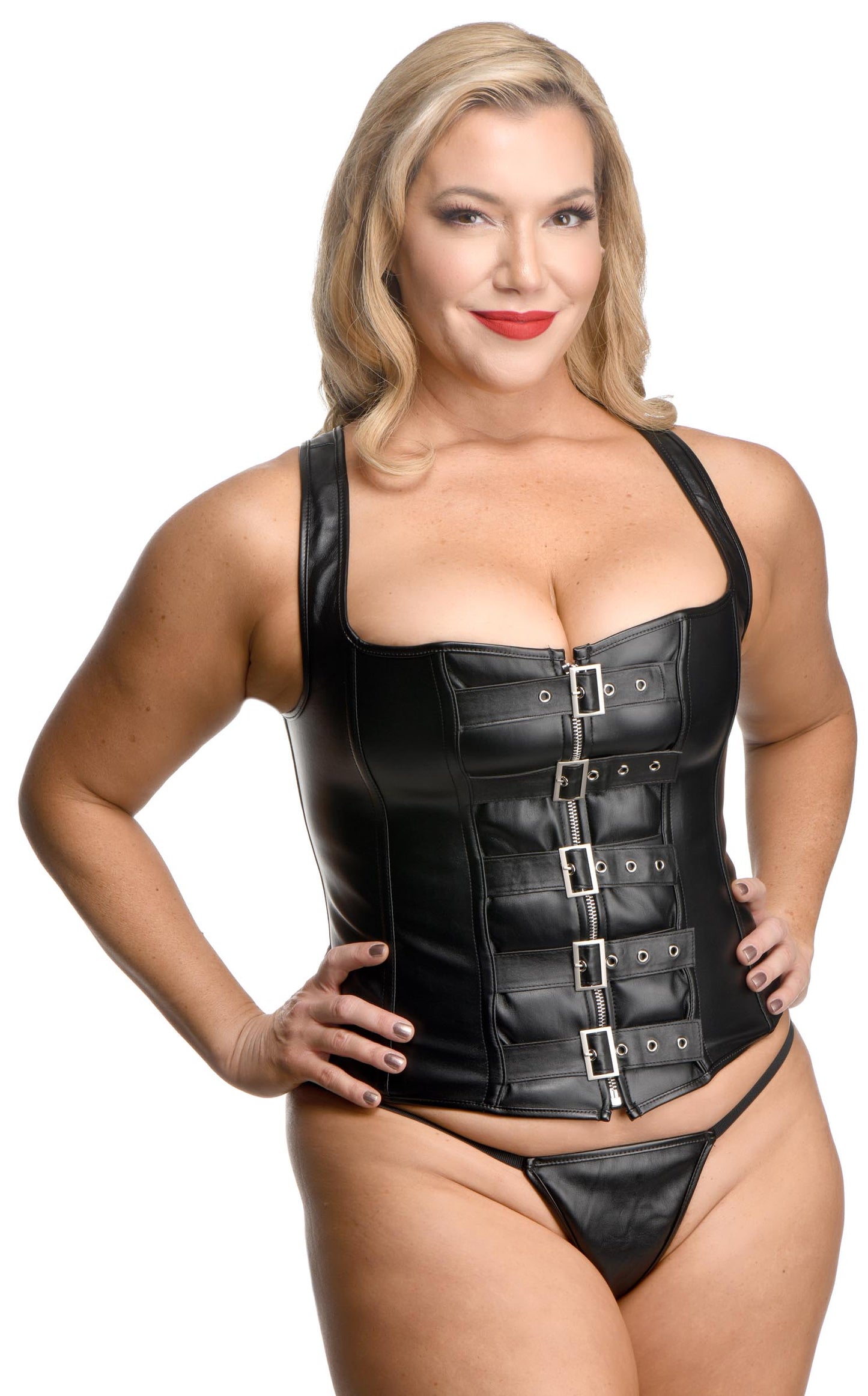 Strict Lace Up Corset Vest Wthong Black X Large